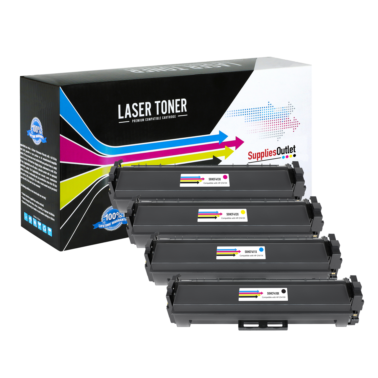 Compatible HP 410X (CF410X) All Colors High Yield Toner Cartridge - Bl ...
